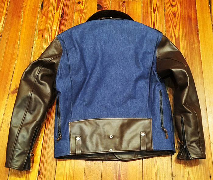 BUCO J23, Horsehide/Denim Combo w/ NOS Vintage Mouton Collar